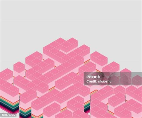 추상색 그라데이션 3d 큐브 미로 패턴 포스터 배경 3차원 형태에 대한 스톡 벡터 아트 및 기타 이미지 3차원 형태 가상현실 개념 Istock