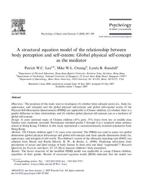 Pdf A Structural Equation Model Of The Relationship Between Body