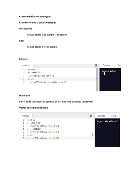 Condicionales En Python Guía Y Ejercicios Pdf