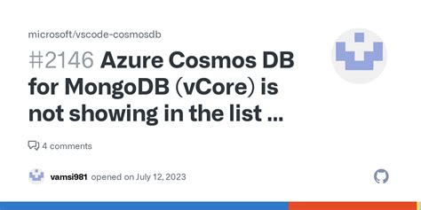 Azure Cosmos Db For Mongodb Vcore Is Not Showing In The List Of