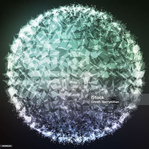 추상적인 벡터 다각형 사이버 스 퓌 어와 삼각형 메쉬 구형 배경입니다 미래의 3d 조명 빛나는 입자 및 다각형의 영역을 왜곡 디지털 시작입니다 Ui 나 Hud 요소입니다
