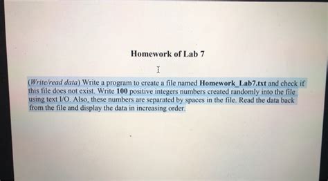 Solved Homework Of Lab 7 I Writeread Data Write A Program