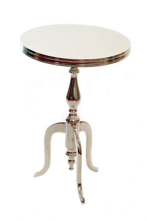 Table Made Of Solid Metal In Silver Finish Top Dia 15 And H 21 Etsy Uk