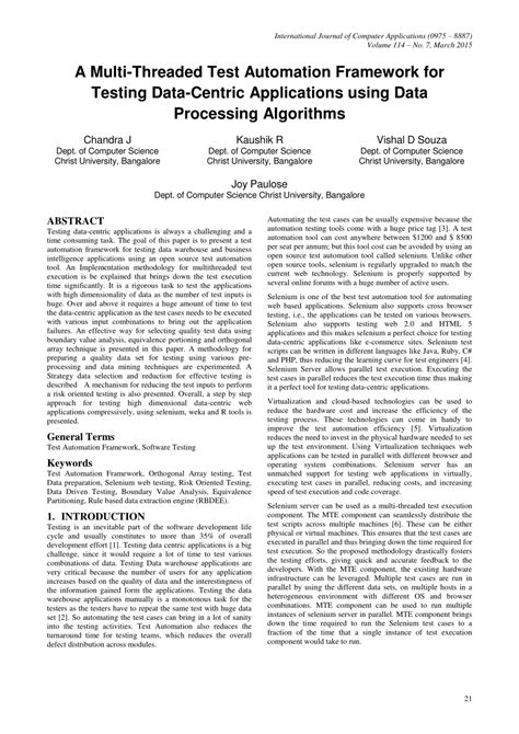 Pdf A Multi Threaded Test Automation Framework For Testing Data