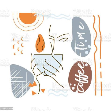 커피 한 잔과 추상적인 일러스트 시간에 대한 스톡 벡터 아트 및 기타 이미지 시간 아라비카 커피 마실 것 카푸치노 Istock