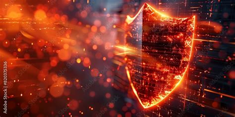 Firewall Visualized As A Glowing Shield A Stylized Image Of A Firewall