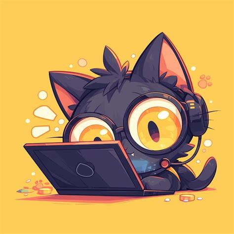 Premium Vector A Cute Cat Software Engineer Cartoon Style