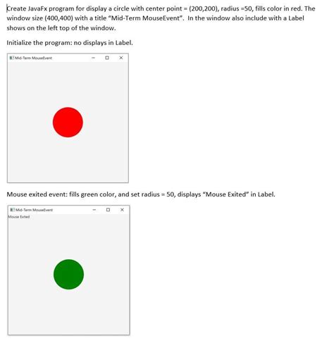 Solved Create Javafx Program For Display A Circle With