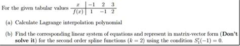 For The Given Tabular Values X 1 2 3 F X 1 1 2 A Calculate Lagrange Interpolation