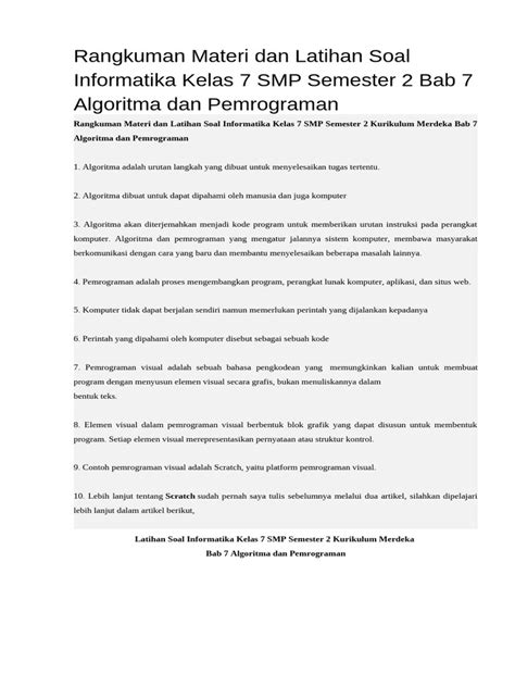 Rangkuman Bab 7 Algoritma Dan Pemrograman Pdf Komputer