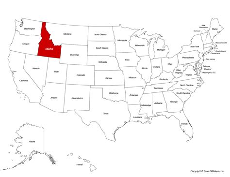 Printable Map Of Idaho Location On The Us Map Free Usa Maps