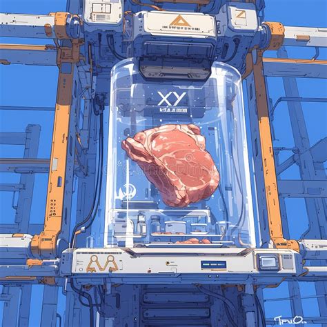 High Tech Meat Processing In Futuristic Factory Stock Illustration