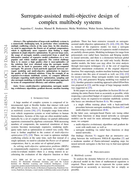 PDF Surrogate Assisted Multi Objective Design Of Complex Multibody Systems