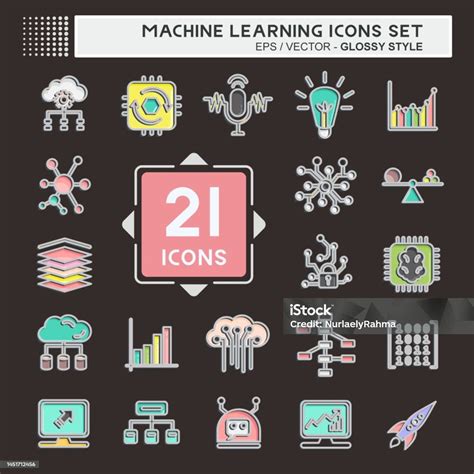 Icon Set Machine Learning Related To Machine Learning Symbol Glossy