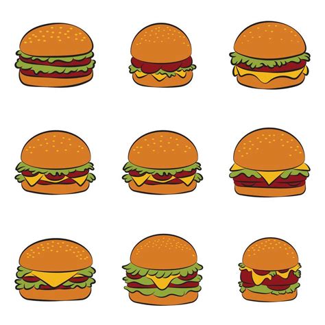 Collection Of Food Burger 48232171 Vector Art At Vecteezy