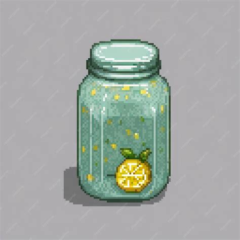Vintage Lemonade Glass Jar In Pixel Art Style Premium Ai Generated Image