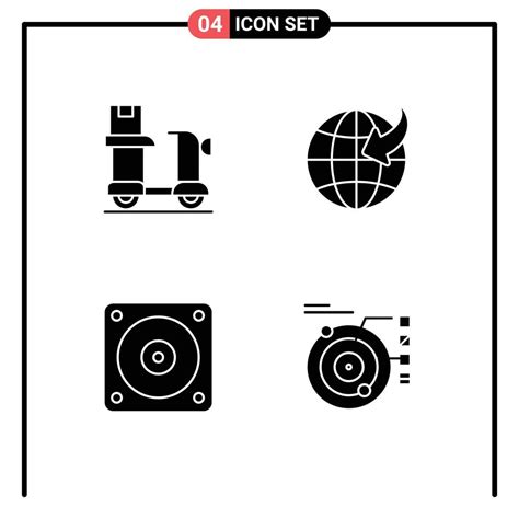 Stock Vector Icon Pack Of 4 Line Signs And Symbols For Bike Fan Logistic Globe Data Editable