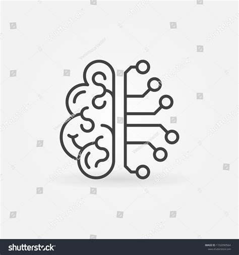Cyberbrain Outline Icon Vector Artificial Intelligence Stock Vector Royalty Free 1192090564