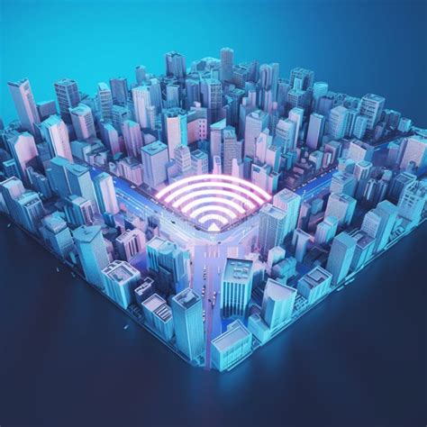 Wifi Symbols Modern City Incorporated Into Urban Landscape Promoting Connectivity Stock