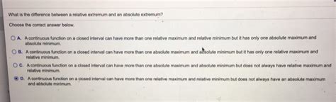 Solved What Is The Difference Between A Relative Extremum