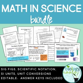 Math In Science Bundle Sig Figs Sci Notation SI Units Conversions Practice