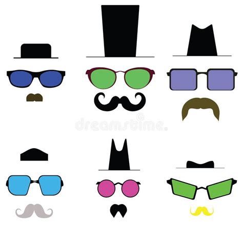 Colored Glasses And A Mustache And Hat Stock Illustration