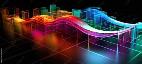 Data Trend Visualization Of Fluctuating Data In Colorful See Through