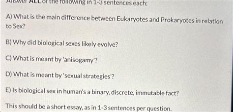 Solved A What Is The Main Difference Between Eukaryotes And