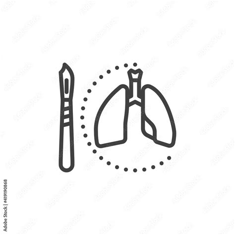 Lungs Surgery Line Icon Linear Style Sign For Mobile Concept And Web