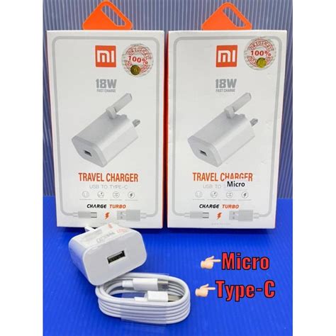 W W Charger Xiaomi Redmi Fast Charger With Micro Type C USB Cable Support Turbo Charge