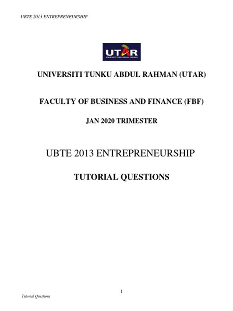 tutorial questions ubte2013 pdf