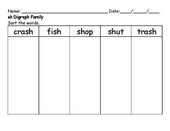 Sh Digraph Sort The Words By Font Worksheet By Learning With Mr G