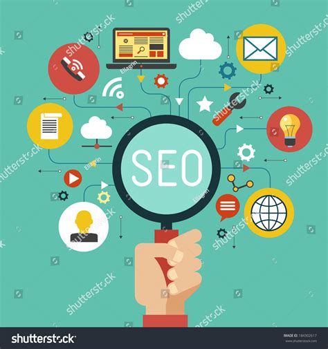 Infographics Background Seo Optimization Seo Concept Set Icons Stock