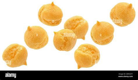 Small Cookie Drops Puff Pastry Balls Isolated On White Background