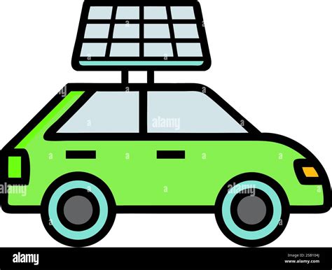 Electric Car With Solar Panel Roof Technology Illustration Stock Vector