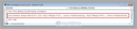 How To Sort Multiple Columns With Excel Vba 3 Methods Exceldemy
