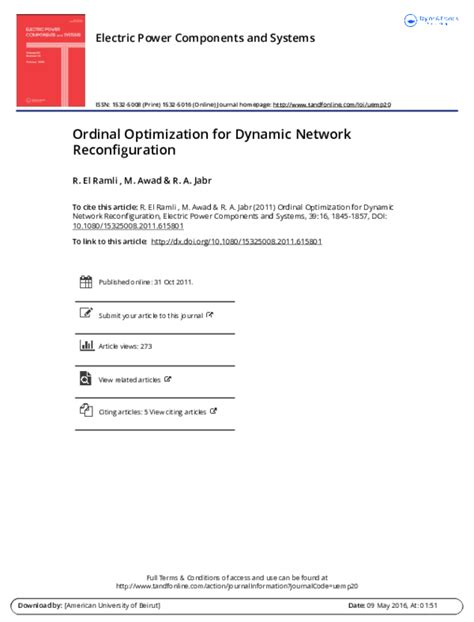 pdf ordinal optimization for dynamic network reconfiguration