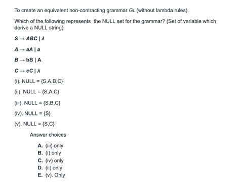 Solved To Create An Equivalent Non Contracting Grammar Gl