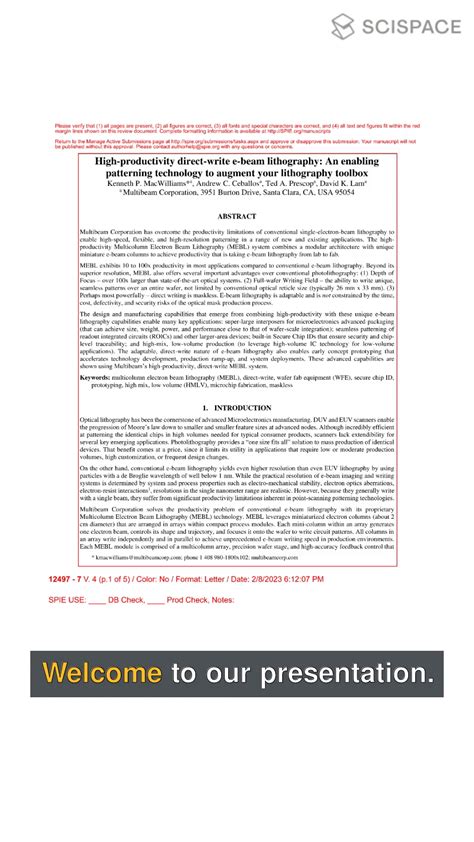 Pdf High Productivity Direct Write E Beam Lithography An Enabling