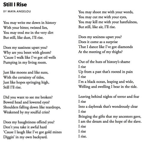 Still I Rise Poem By Maya Angelou Ysistema Pdf