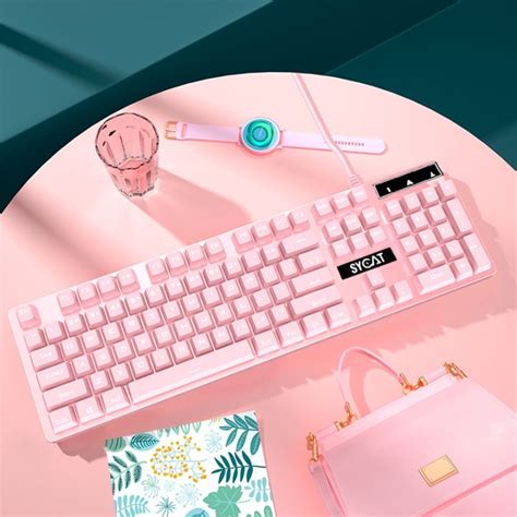Hot Sale Sycat S01 Rgb Keyboard Pink Keyboards Gaming Keyboard And Mouse Set Keyboard For