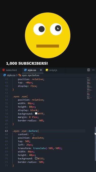 Animated Eyes Follow Cursor🧿 Javascript Shorts Javascript Css Youtube