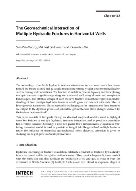 Pdf Interaction Of Multiple Hydraulic Fractures In Horizontal Wells