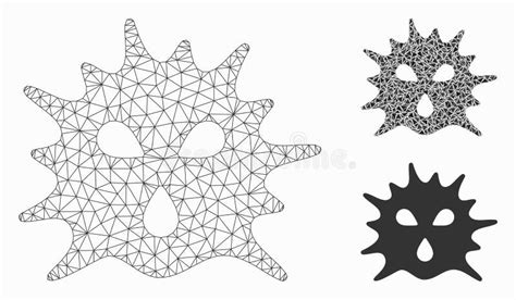 Virus Structure Vector Mesh Wire Frame Model And Triangle Mosaic Icon