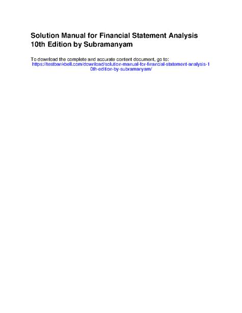 670985503 Solution Manual For Financial Statement Analysis 10th Edition