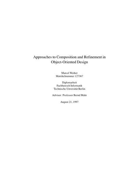 Approaches To Composition And Refinement In Object Oriented Design Docslib