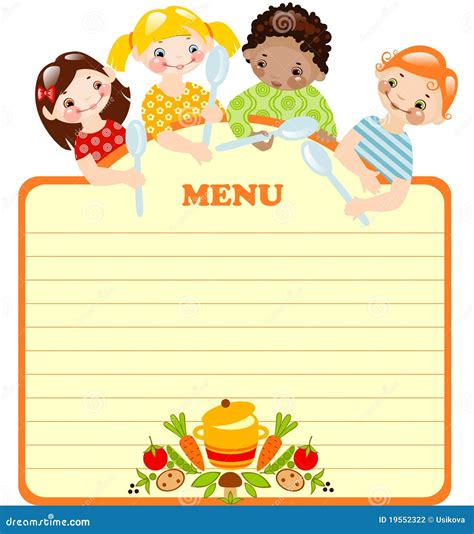 Bambini Divertenti Con Spoonsmenu Illustrazione Vettoriale