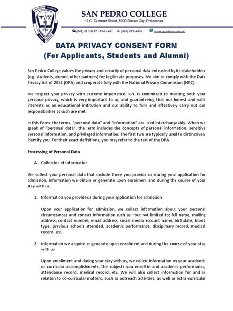 Spc Student Data Privacy Consent Form Updated 05 11 2021 Pdf