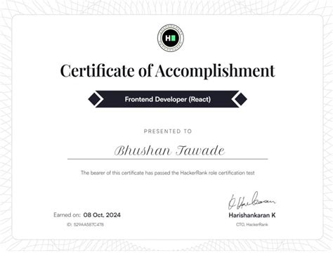 Bhushan Tawade On Linkedin React Frontenddevelopment Hackerrankcertified Webdevelopment