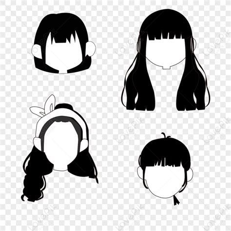 만화 애니메이션 캐릭터 여성 헤어 스타일 조합여자 머리콤비네이션 Png 일러스트 무료 다운로드 Lovepik
